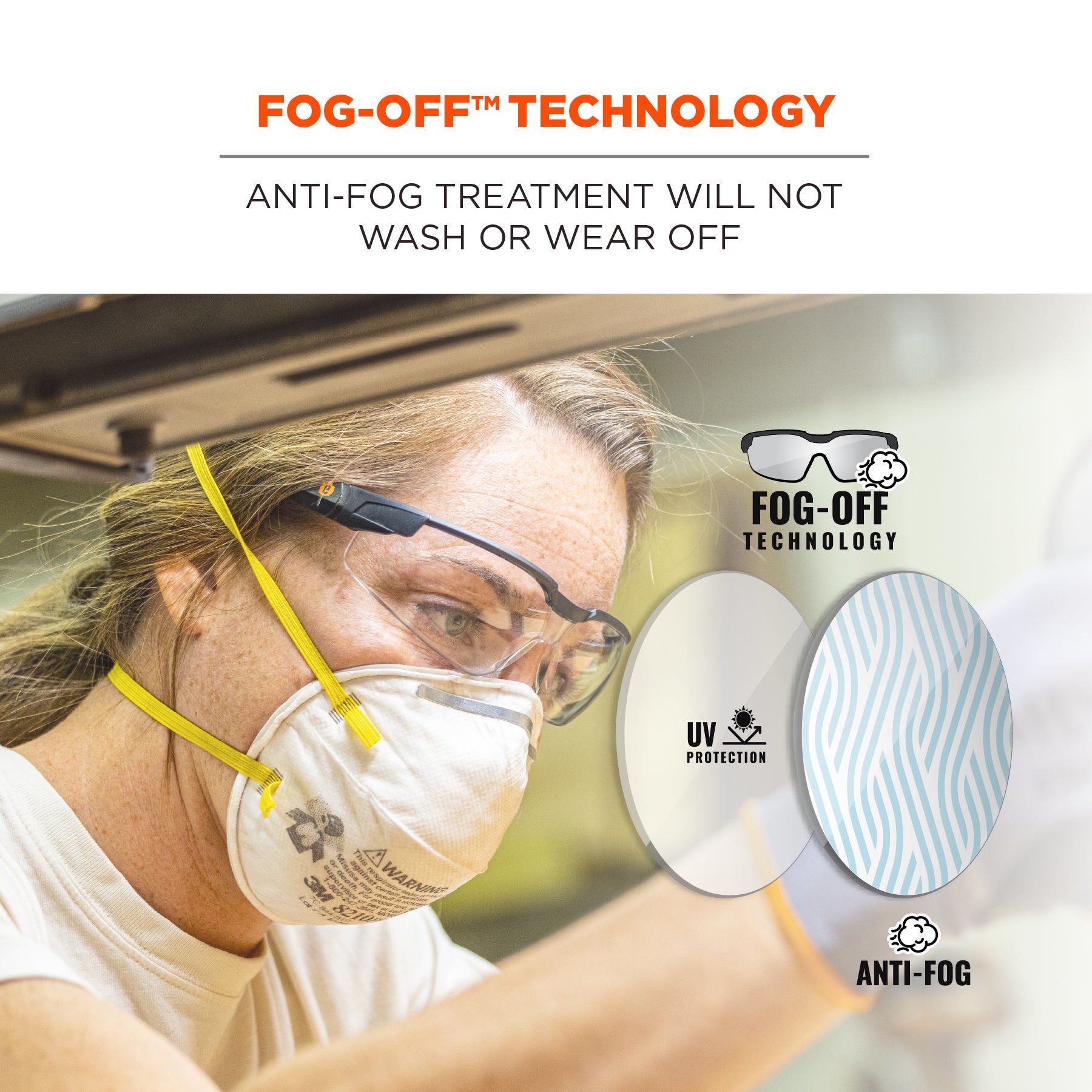 DELLENGER Anti-Fog Safety Glasses Adjustable Temples