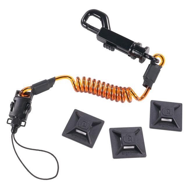 Coil Lanyard Swivel Hook & Detachable Loop + Mini Adhesive Mount | Ergodyne
